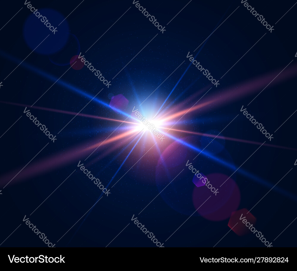 Glowing lens flare glare light effects with bokeh Vector Image