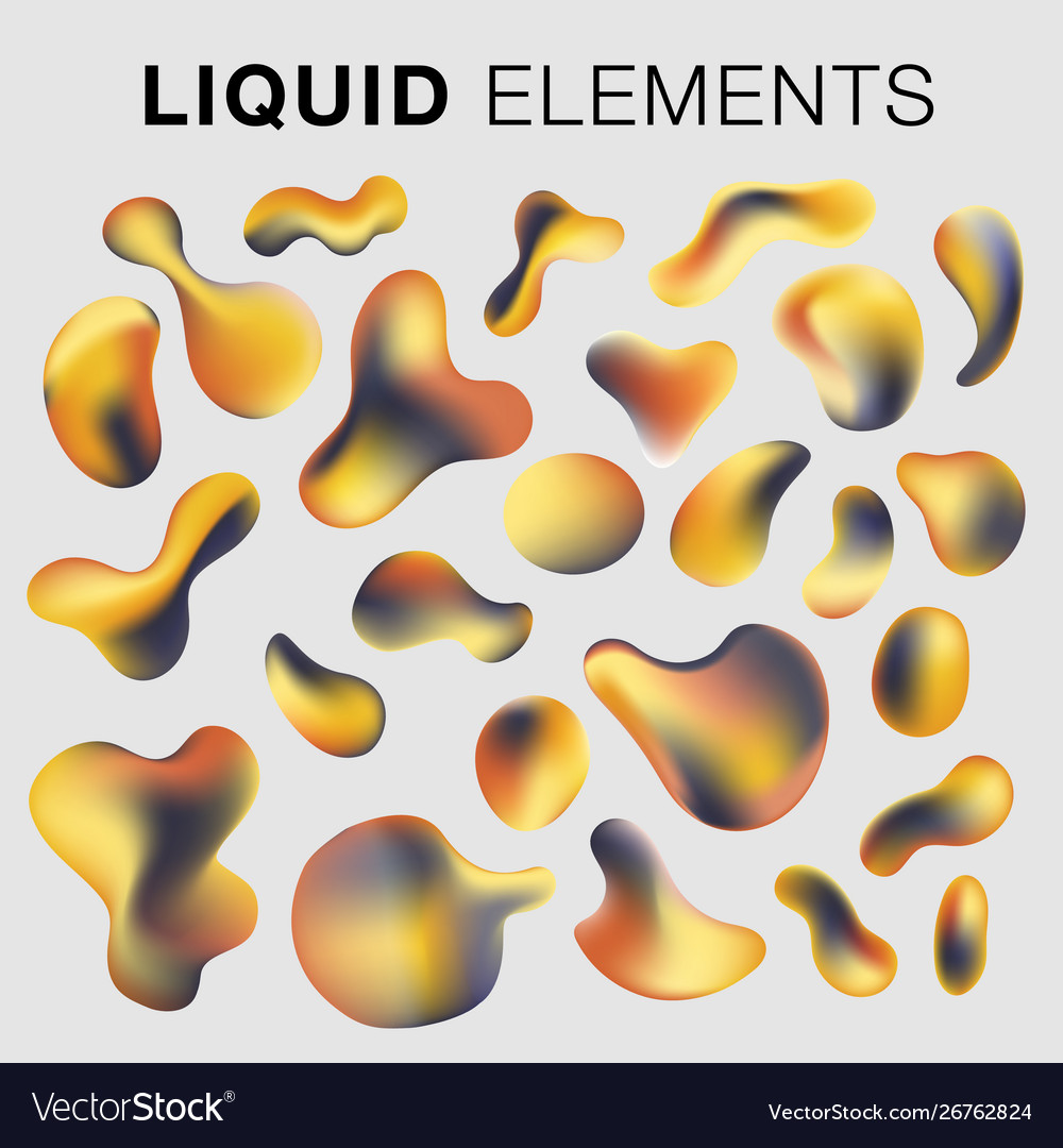Liquid fluid elements collection Royalty Free Vector Image