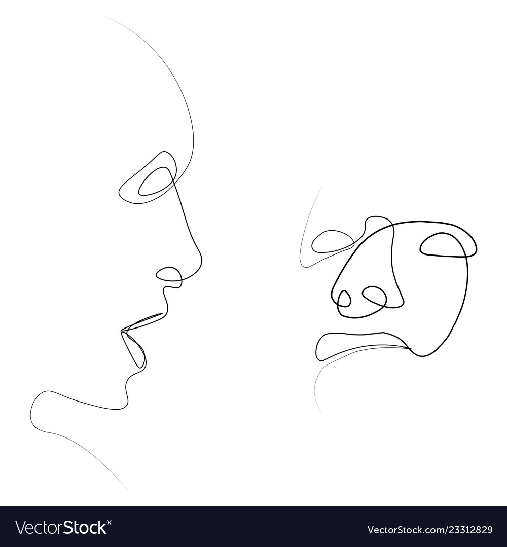 Abstract Face One Line Royalty Free Vector Image