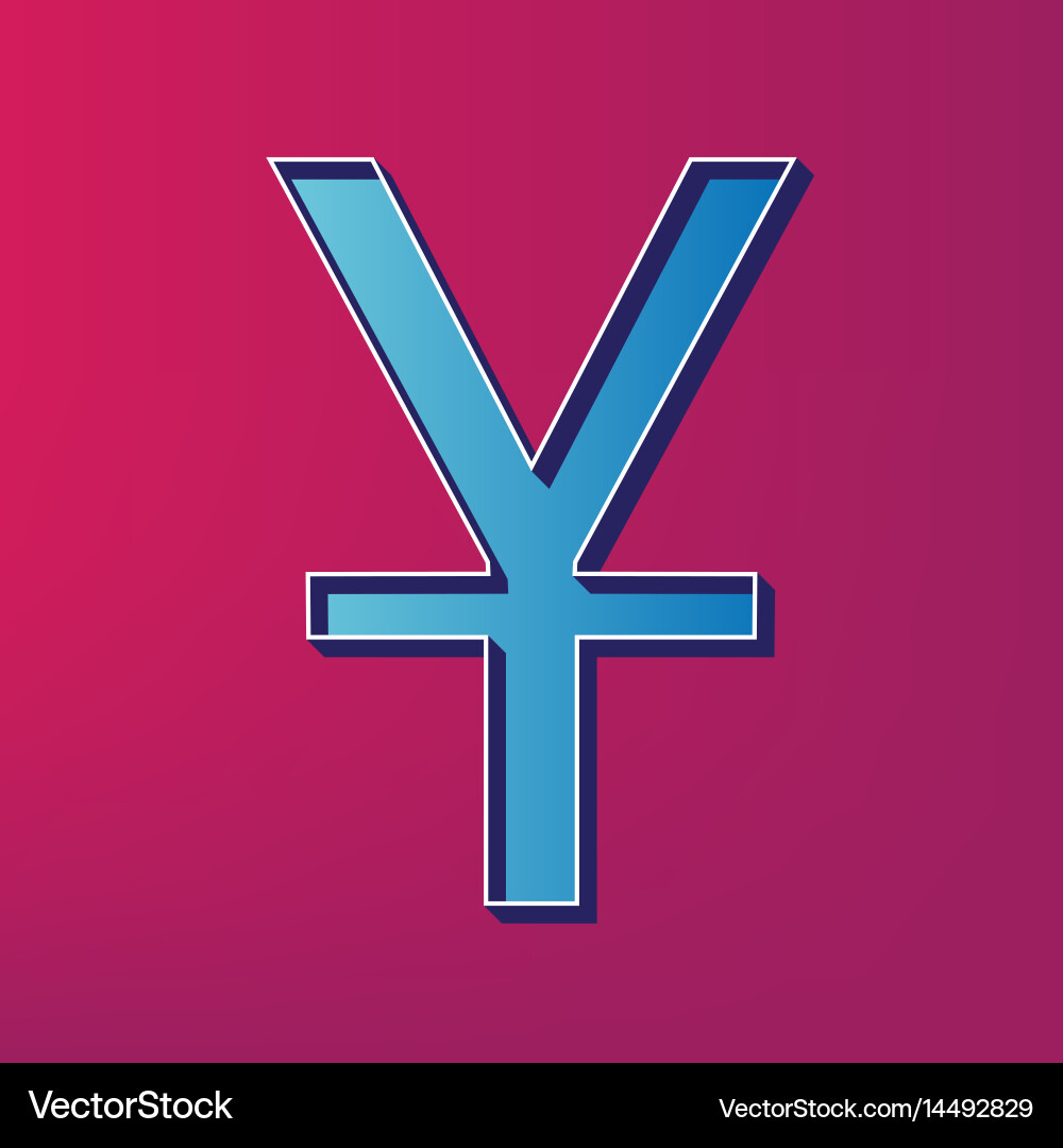 Chinese yuan sign blue 3d printed icon Royalty Free Vector