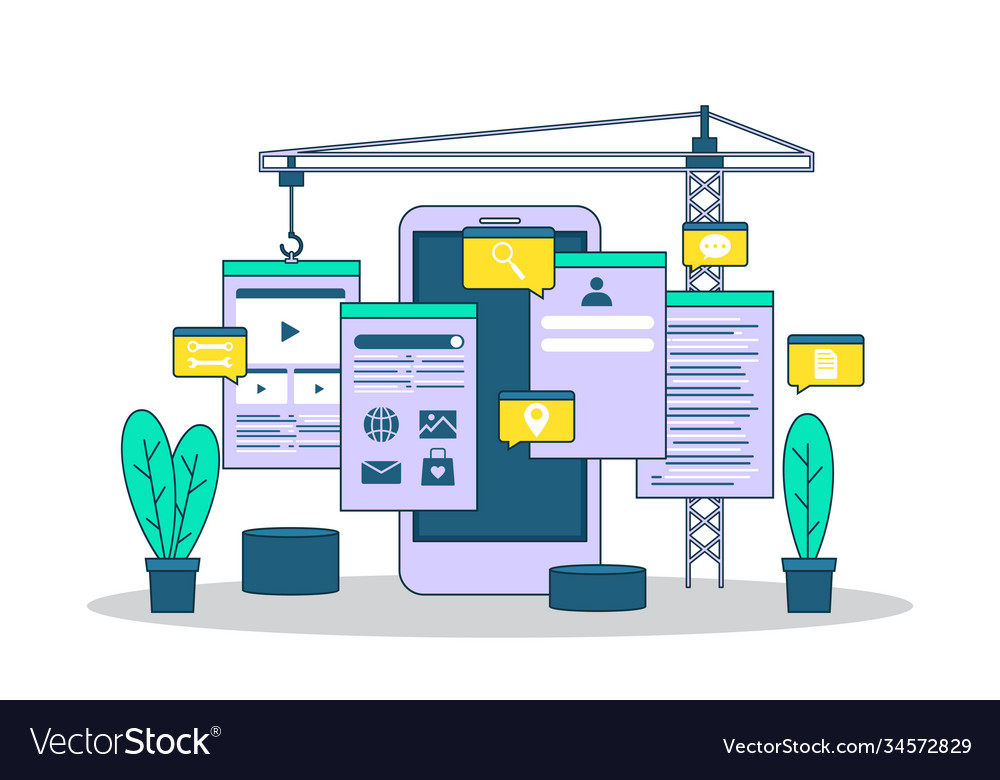 Smartphone mobile app development process flat Vector Image