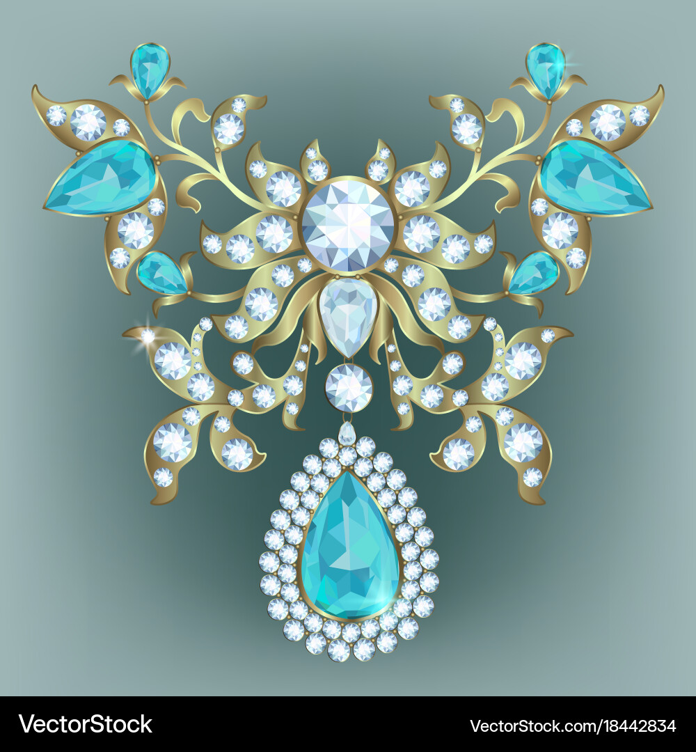 Brooch with diamonds Royalty Free Vector Image