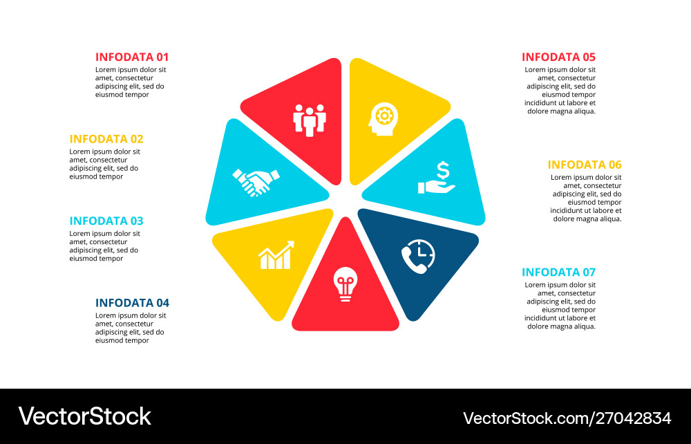 Heptagon infographic with 7 options Royalty Free Vector