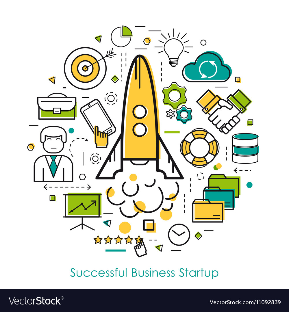 LineArt Concept Business Start Up Royalty Free Vector Image LineArt Concept Business Start Up Royalty Free Vector Image