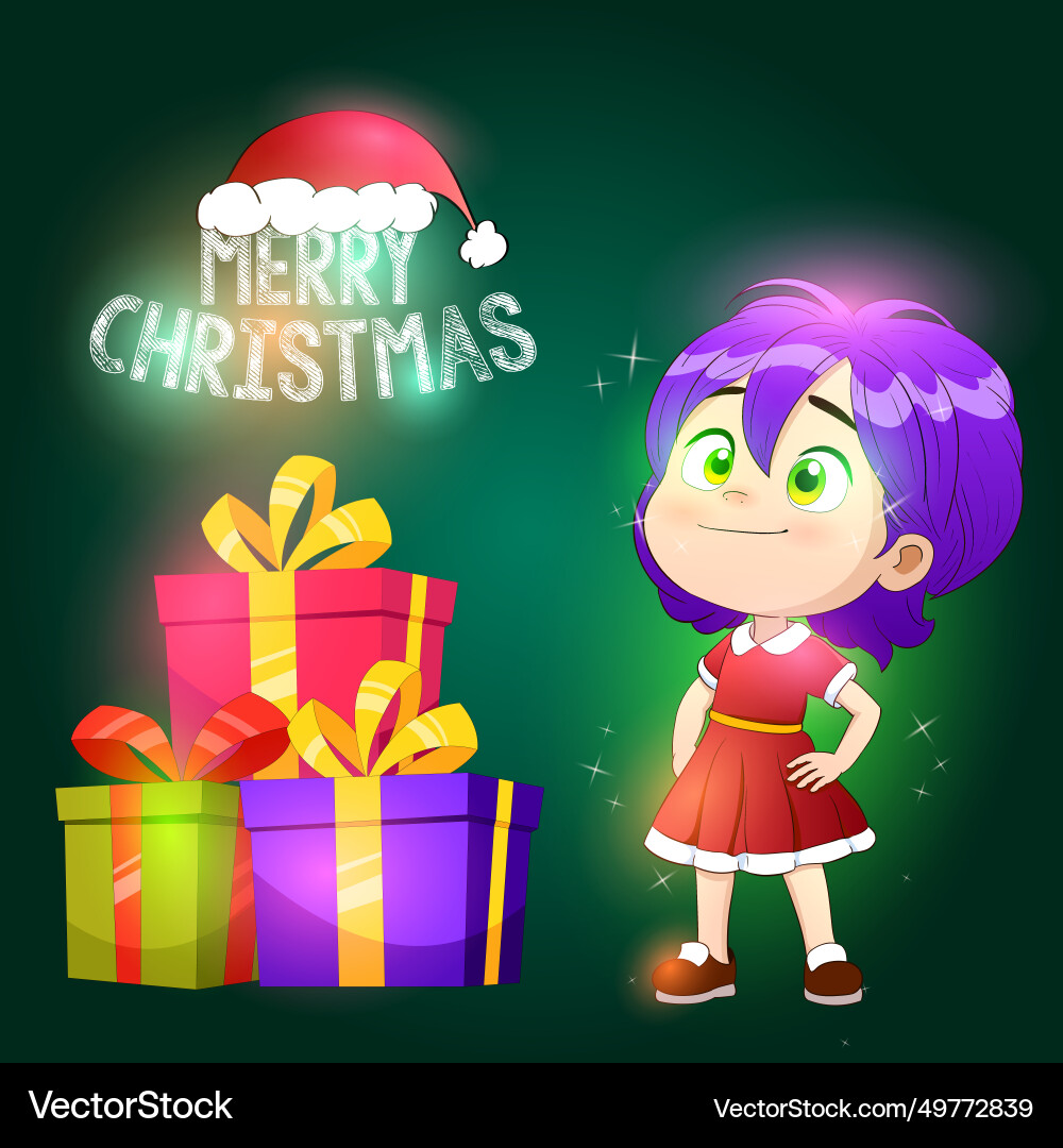 Merry christmas with a cute character Royalty Free Vector