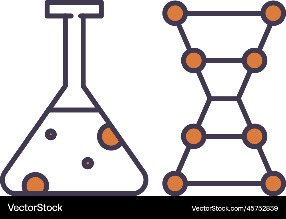 Science icon with chemical flask and dna Vector Image