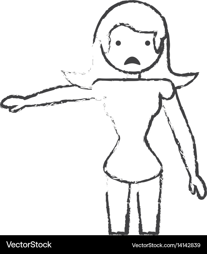 Sketch female mom sad Royalty Free Vector Image