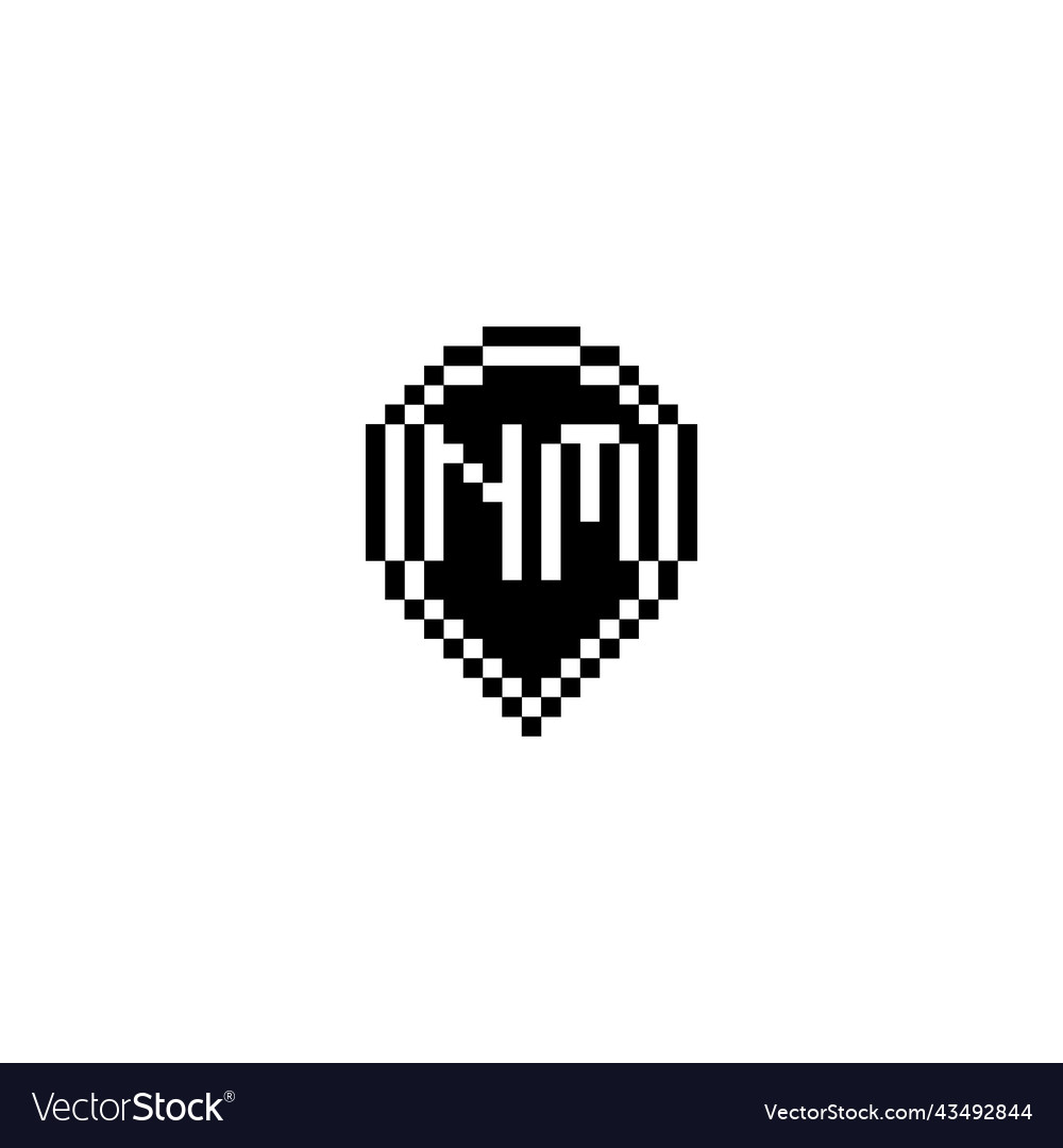 Nm pixel art initial logo Royalty Free Vector Image
