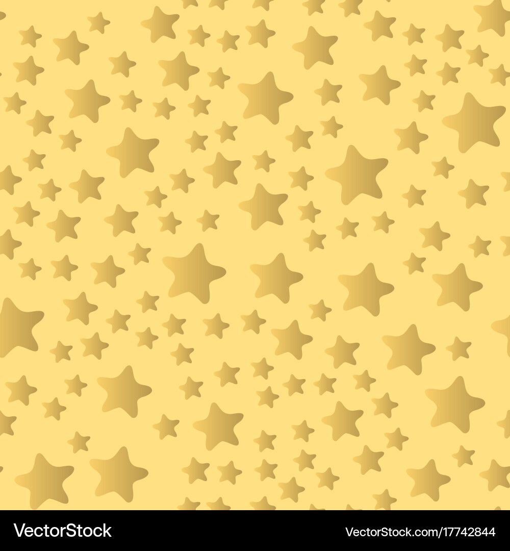 Shiny stars style seamless pattern pentagonal gold