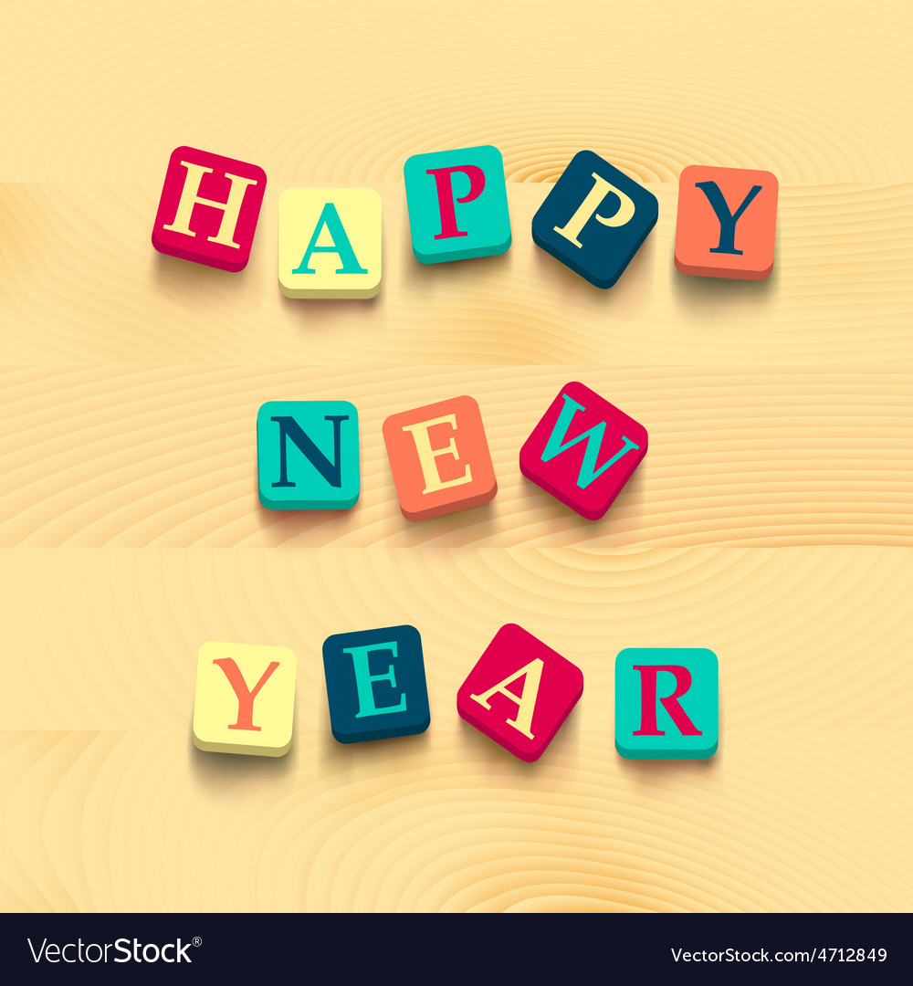 Words happy new year with colorful blocks Vector Image