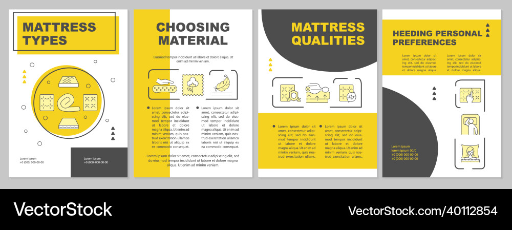 Choosing mattress yellow brochure template Vector Image