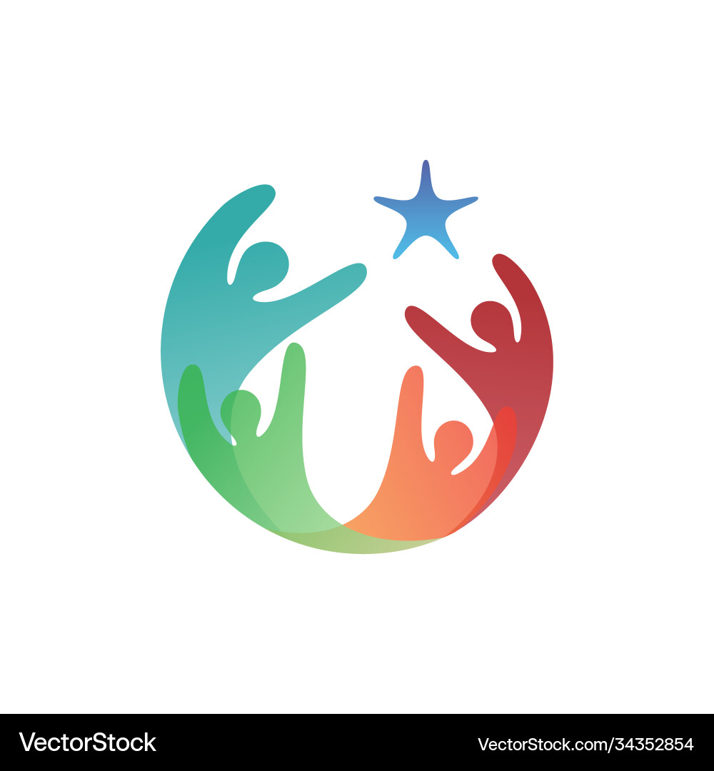 Colorful human icon symbol with star Royalty Free Vector