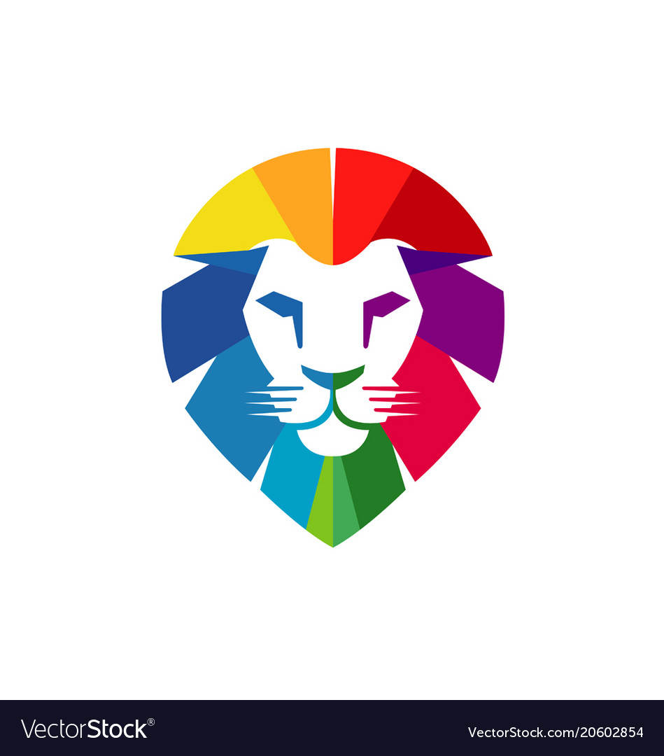 Creative abstract colorful lion head logo Vector Image Creative abstract colorful lion head logo Vector Image