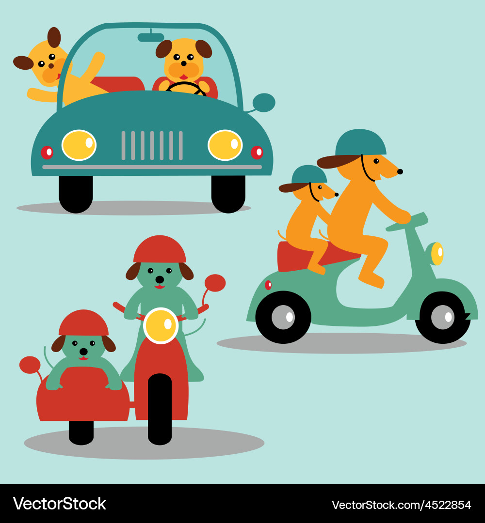 Dogs and vehicles Royalty Free Vector Image - VectorStock