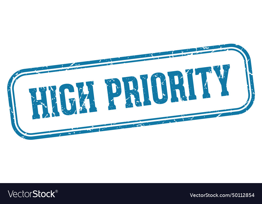High priority stamp rectangular Royalty Free Vector Image
