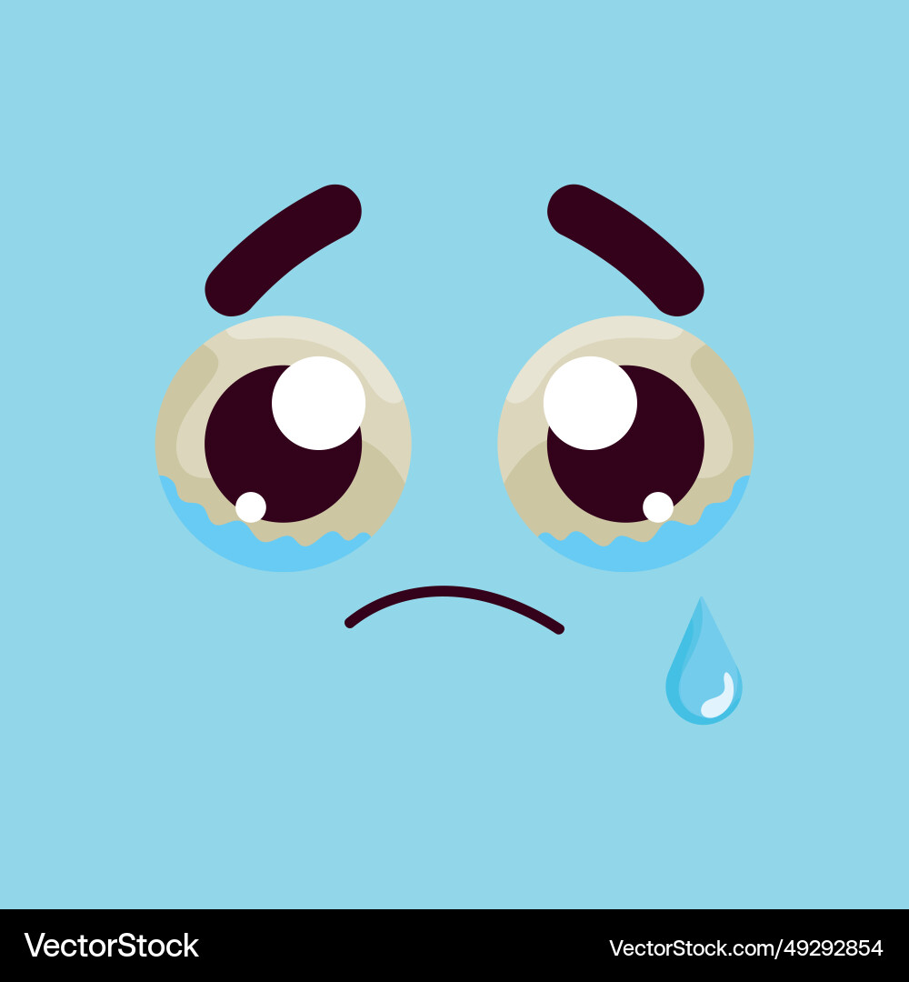 Isolated cute crying sad facial expression Vector Image