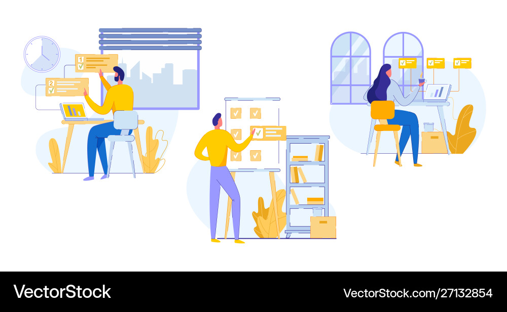 Professional flyer office work planning cartoon Vector Image