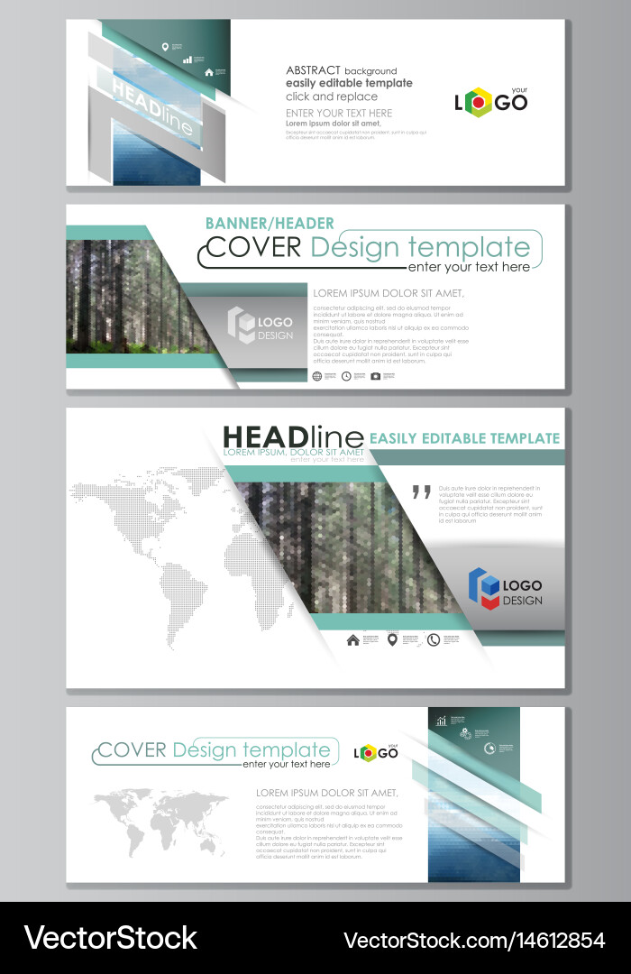 Social media and email headers set modern banners Vector Image