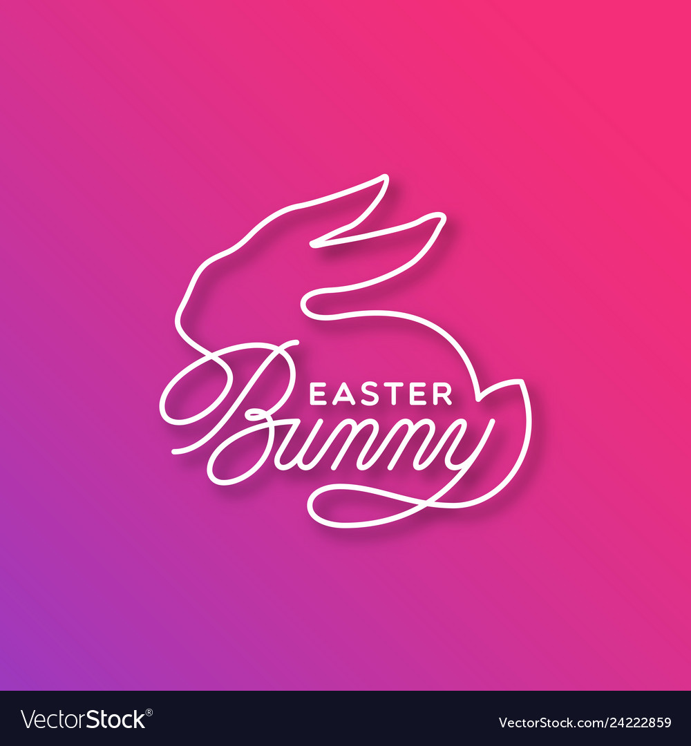 Easter Bunny Linear Lettering Royalty Free Vector Image