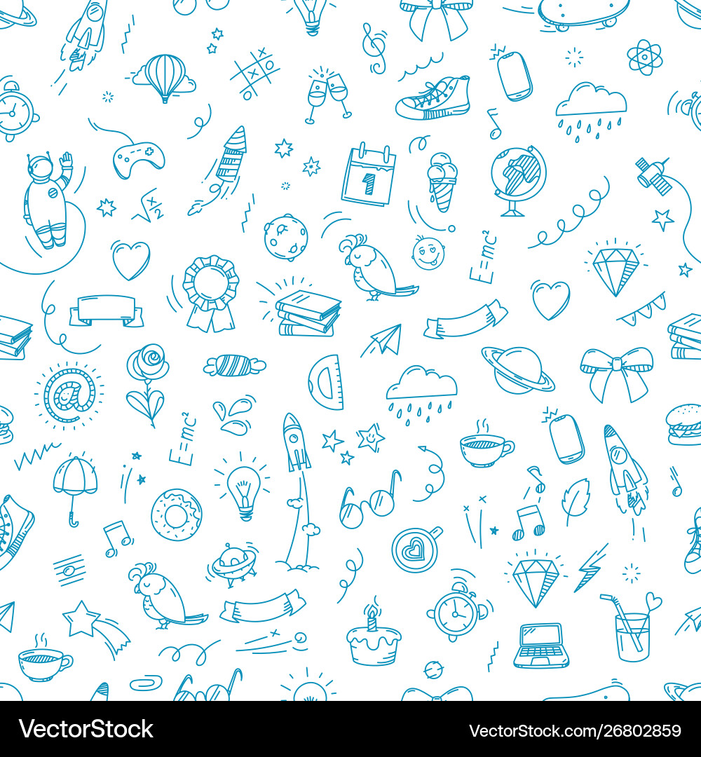 Seamless patter doodle elements background Vector Image
