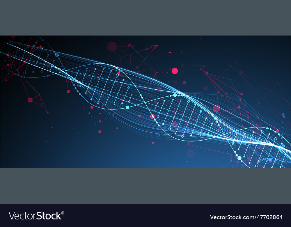 Abstract Dna Background With Plexus Effect Vector Image