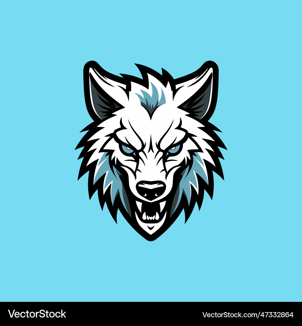 Angry wolf mascot logo hand drawn Royalty Free Vector Image