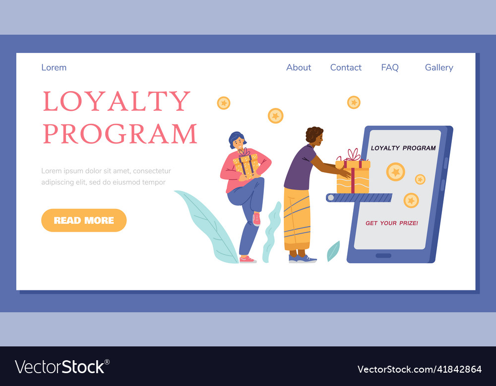 Loyalty program web banner with people getting Vector Image
