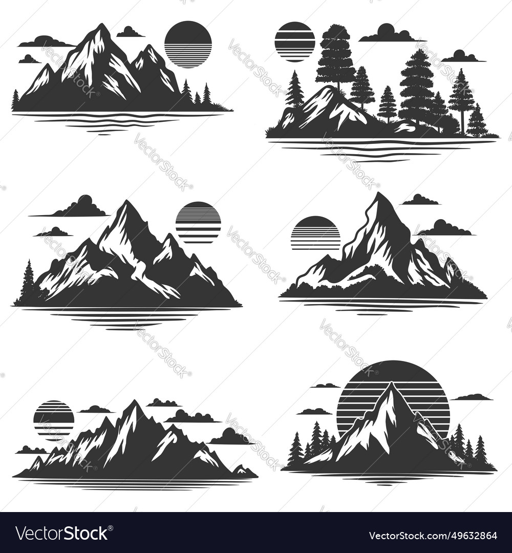 Mountain elements set collection Royalty Free Vector Image