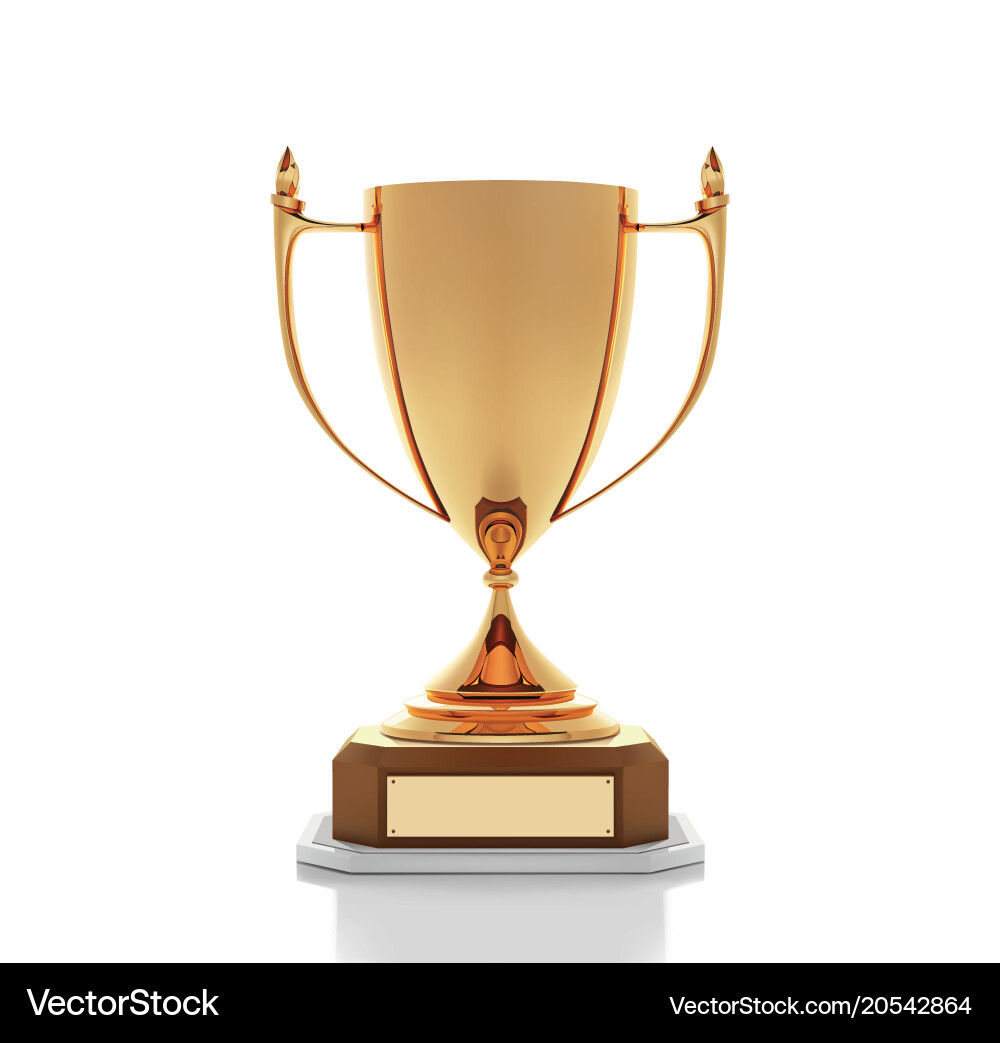 Realistic golden trophy cup with place for text Vector Image