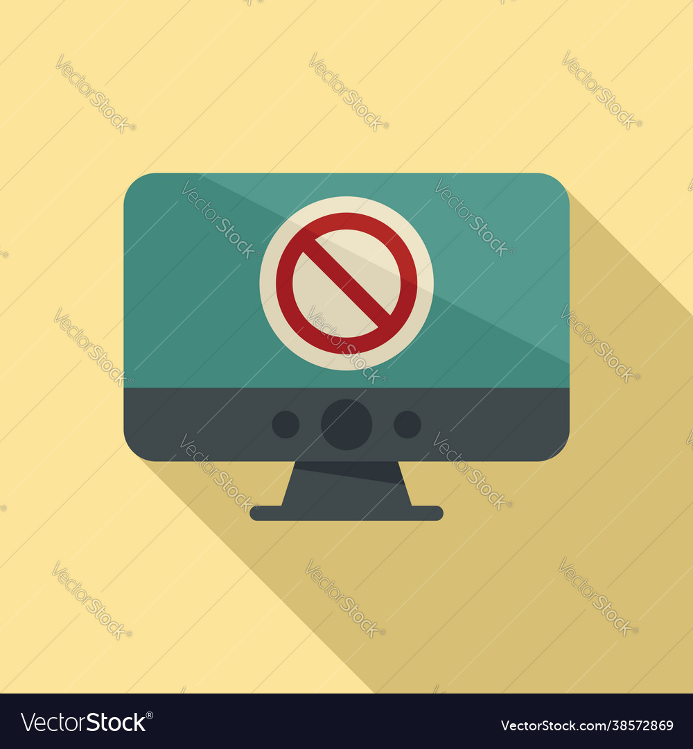 Blocked pc icon flat access block Royalty Free Vector Image