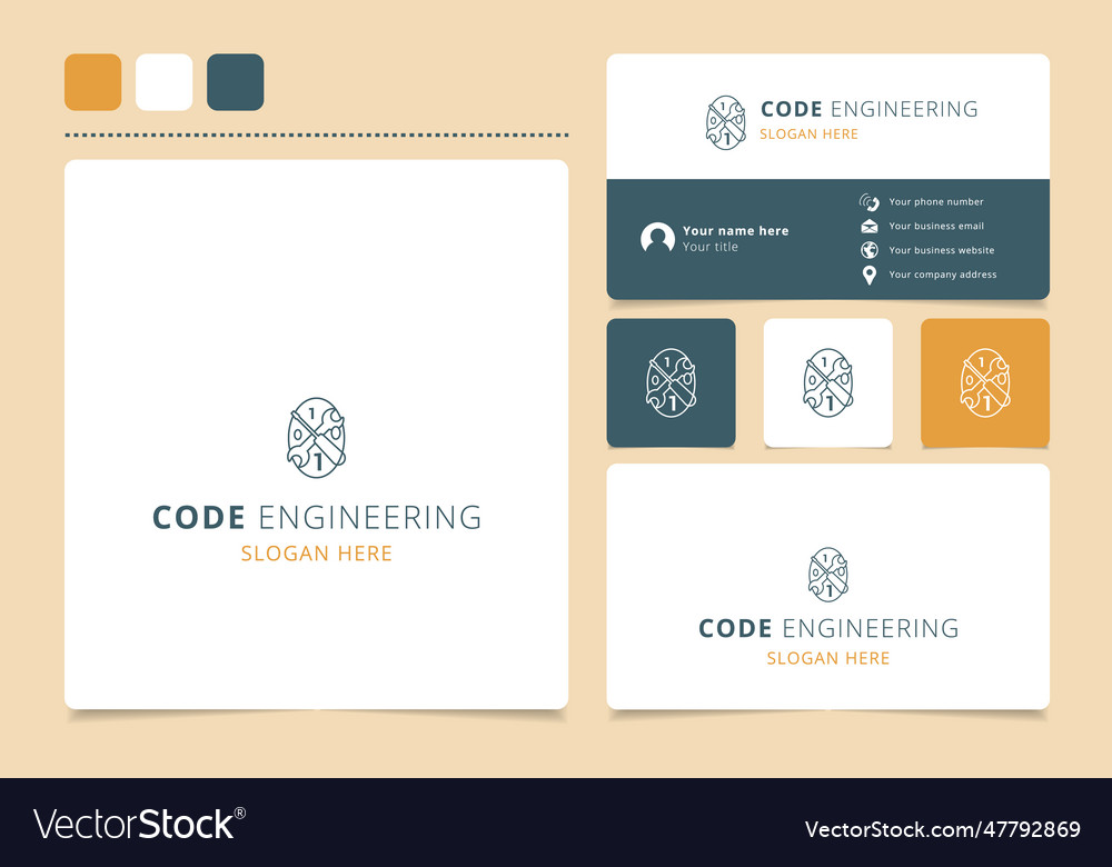 Code engineering logo design with editable slogan Vector Image