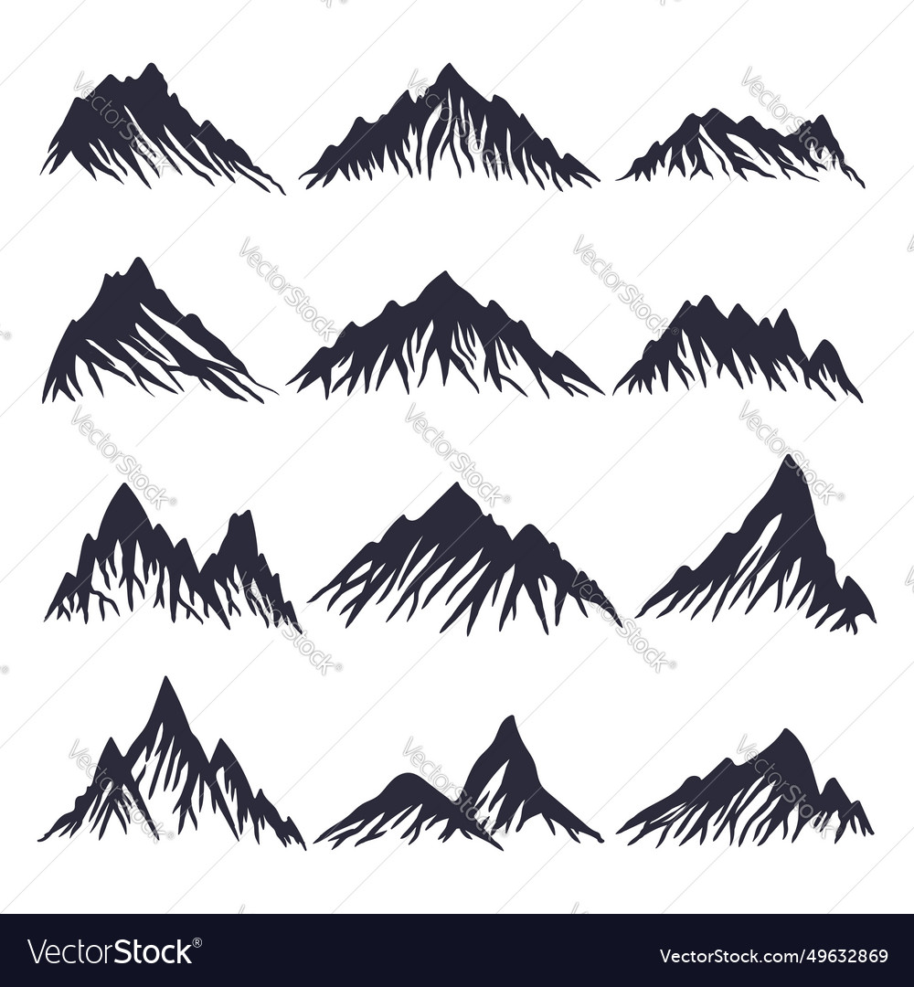Mountain elements set collection Royalty Free Vector Image