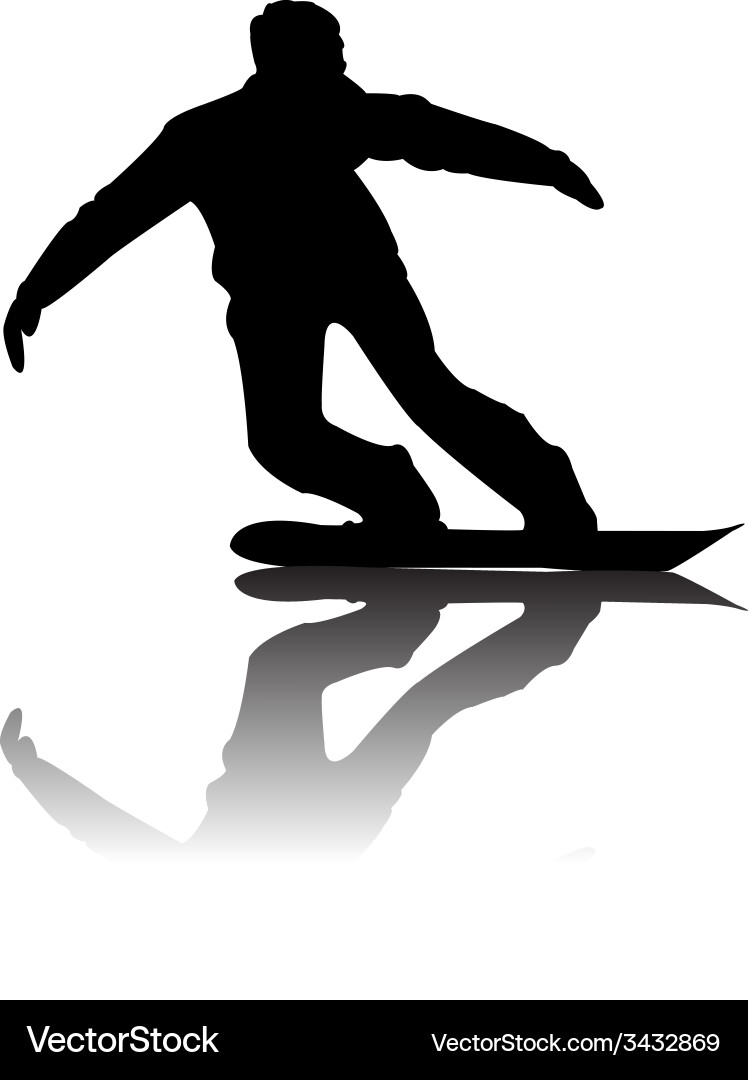 Silhouette of snowboarder Royalty Free Vector Image