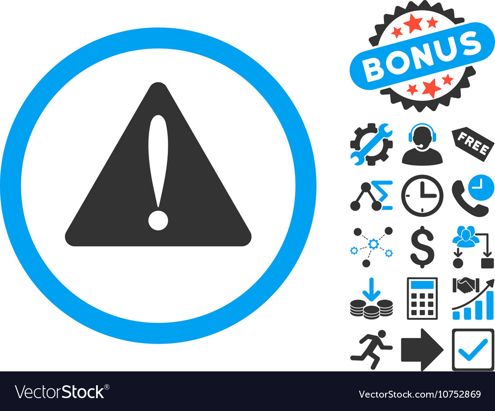 Warning error flat icon with bonus Royalty Free Vector Image