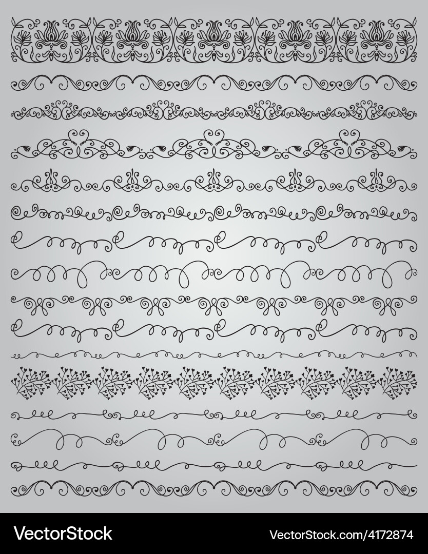Black Hand Drawn Doodle Borders and Frames Vector Image