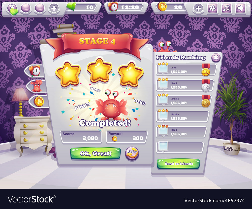 Example completing level in a computer game Vector Image