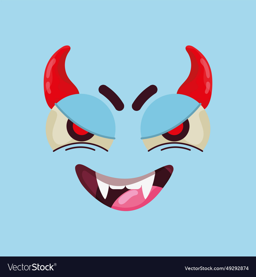 Isolated Cute Evil Happy Facial Expression Vector Image
