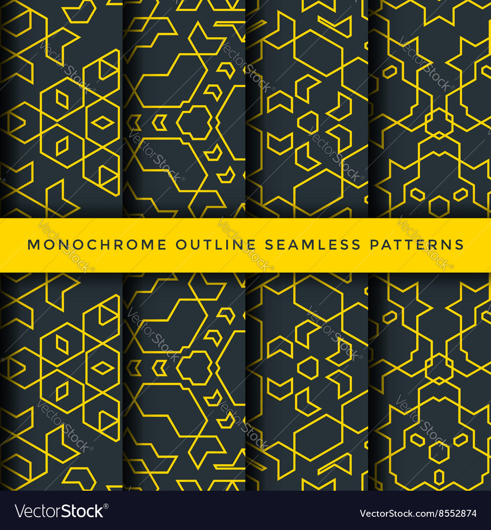Outline abstract seamless pattern set Royalty Free Vector