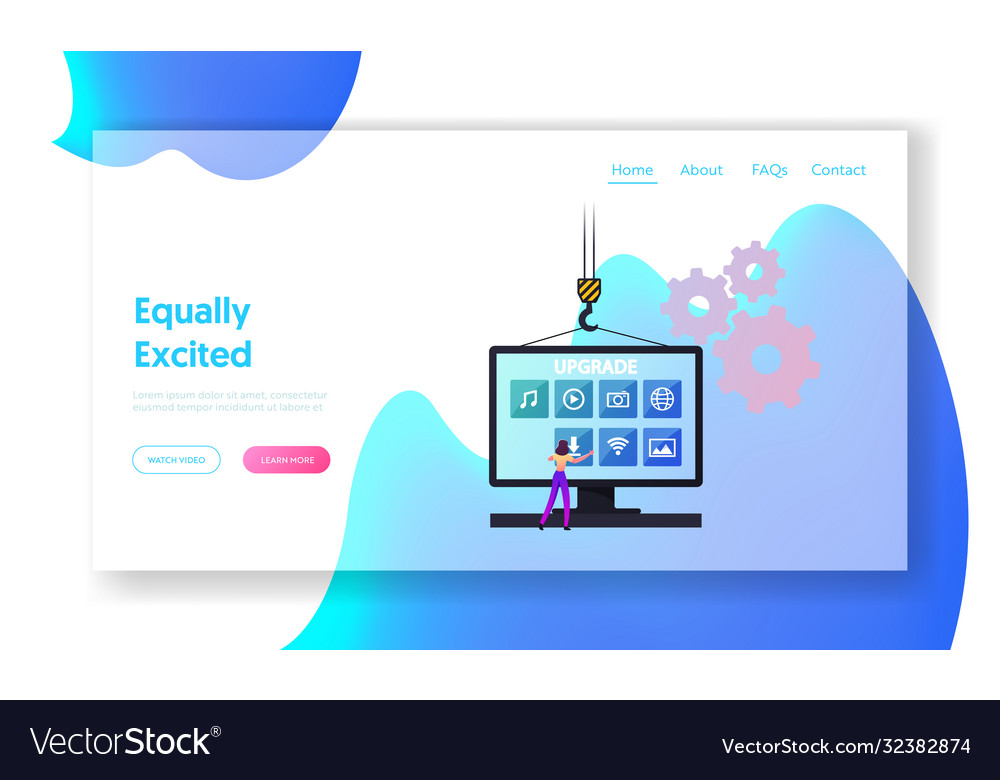 Program upgrading landing page template tiny Vector Image