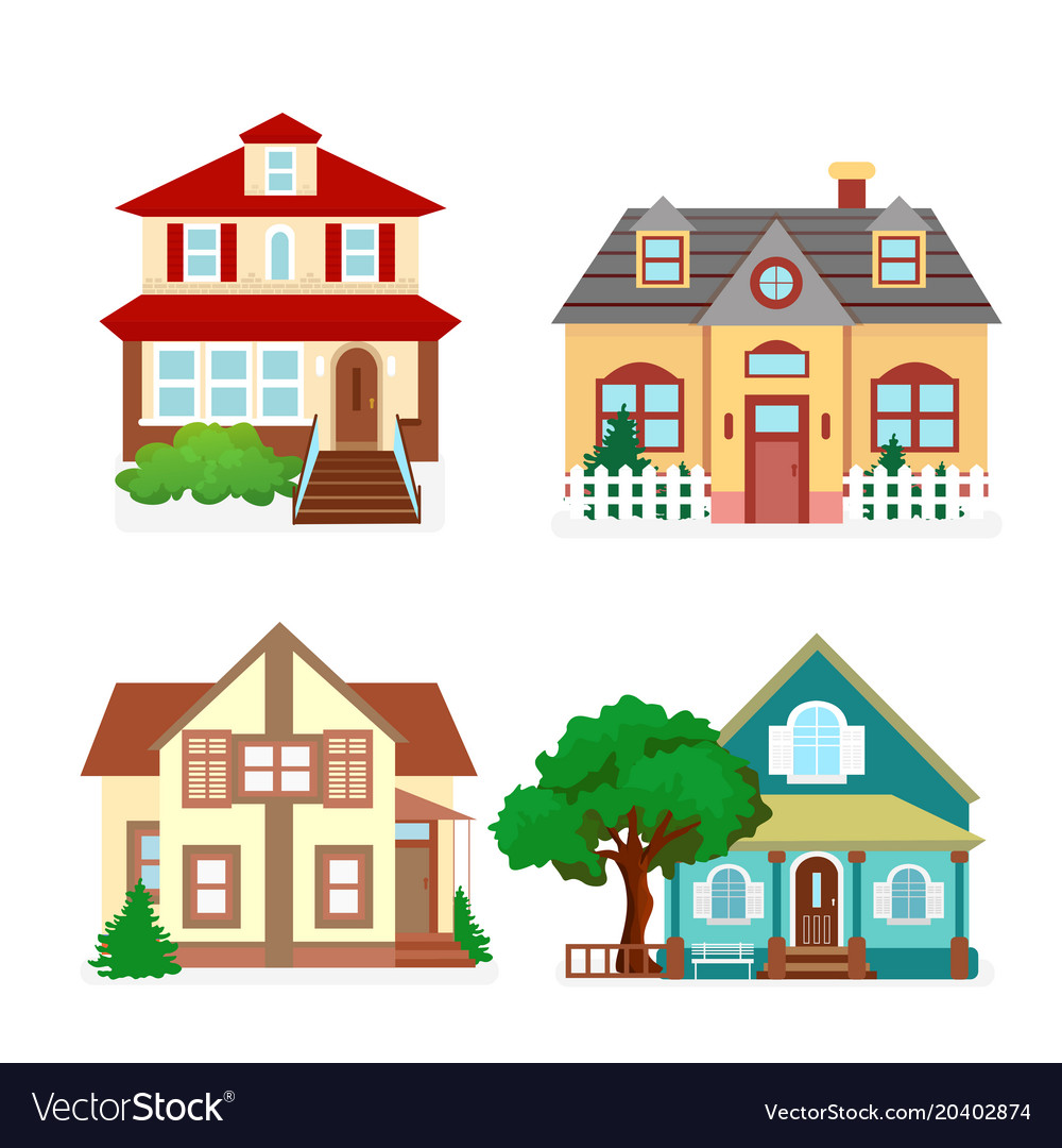 Set of cute colorful houses Royalty Free Vector Image