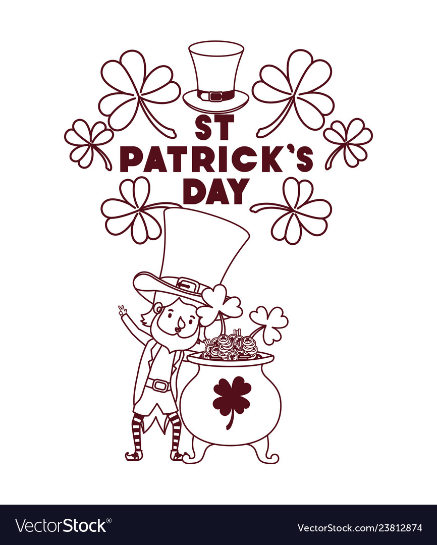 St patricks day label with leprechaun character Vector Image