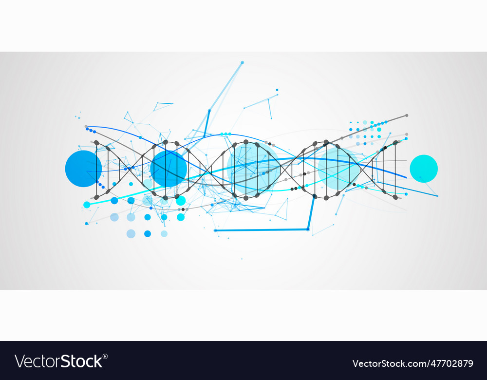 Abstract Dna Background With Plexus Effect Vector Image