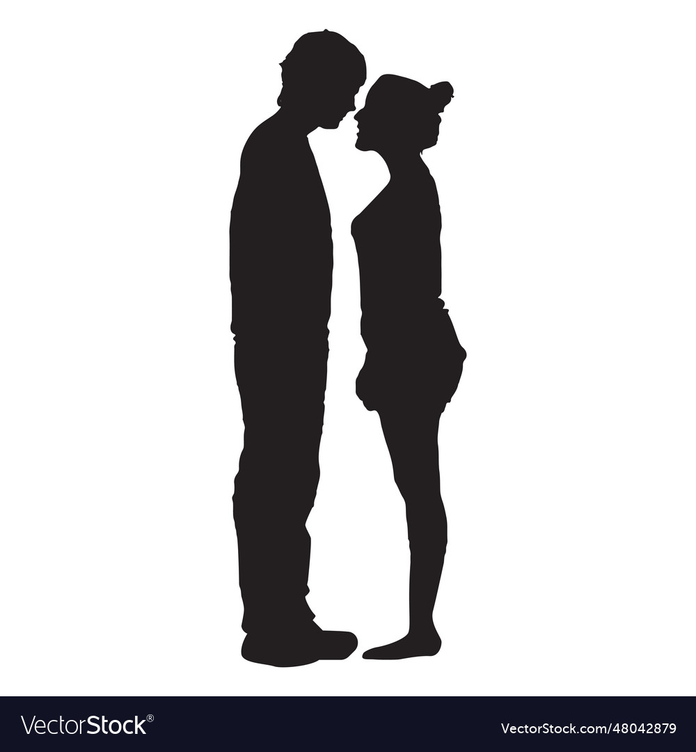 Couple staring at each other silhouette Royalty Free Vector Couple staring at each other silhouette Royalty Free Vector