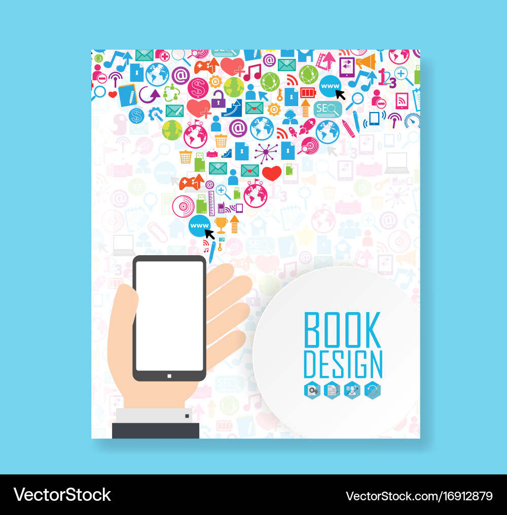 Cover report social network background with media Vector Image