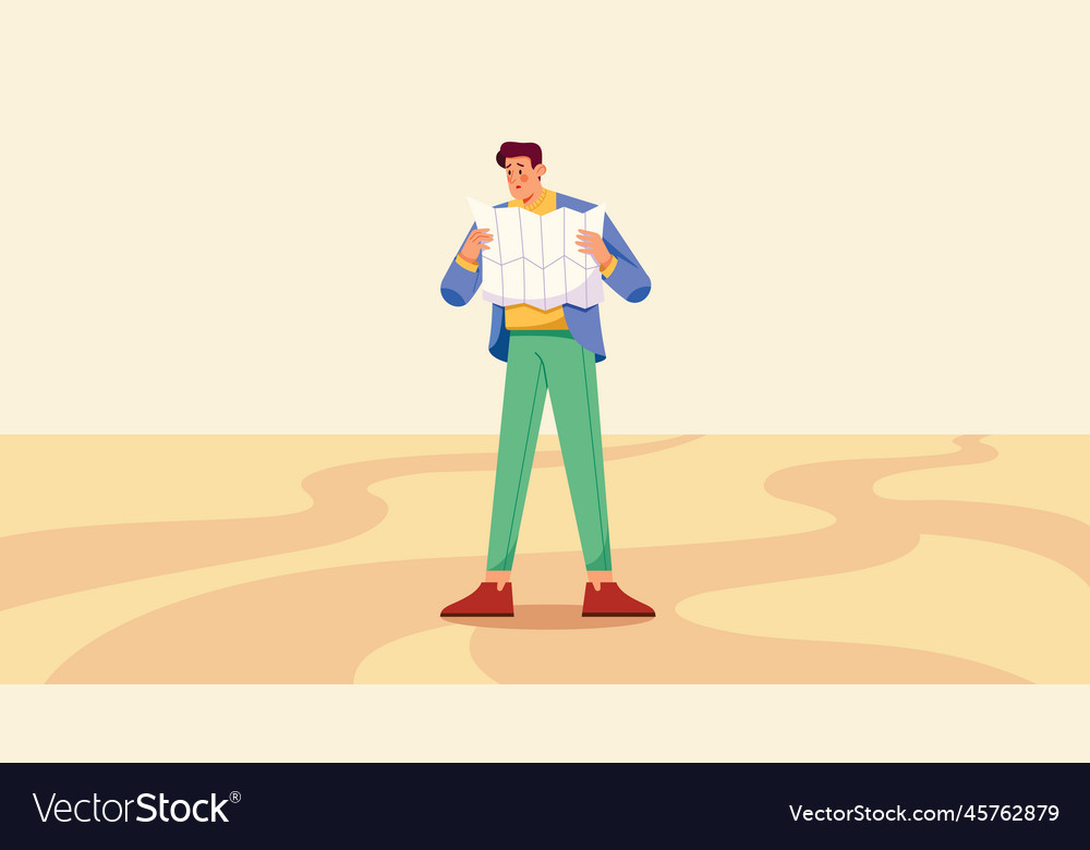 Man reading map Royalty Free Vector Image - VectorStock