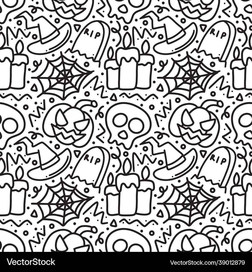 Seamless pattern doodles halloween elements Vector Image
