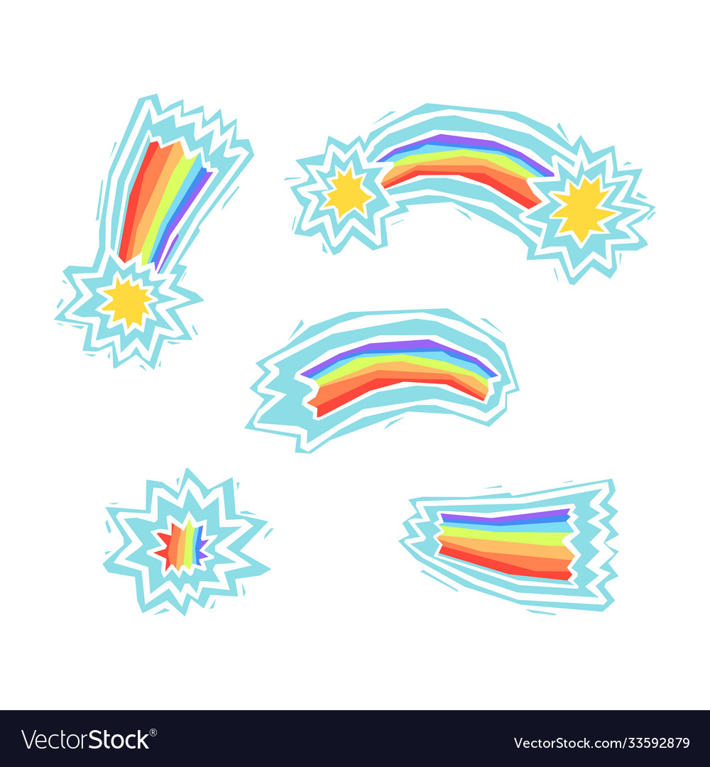 Set vivid rainbow banners in graffiti style Vector Image