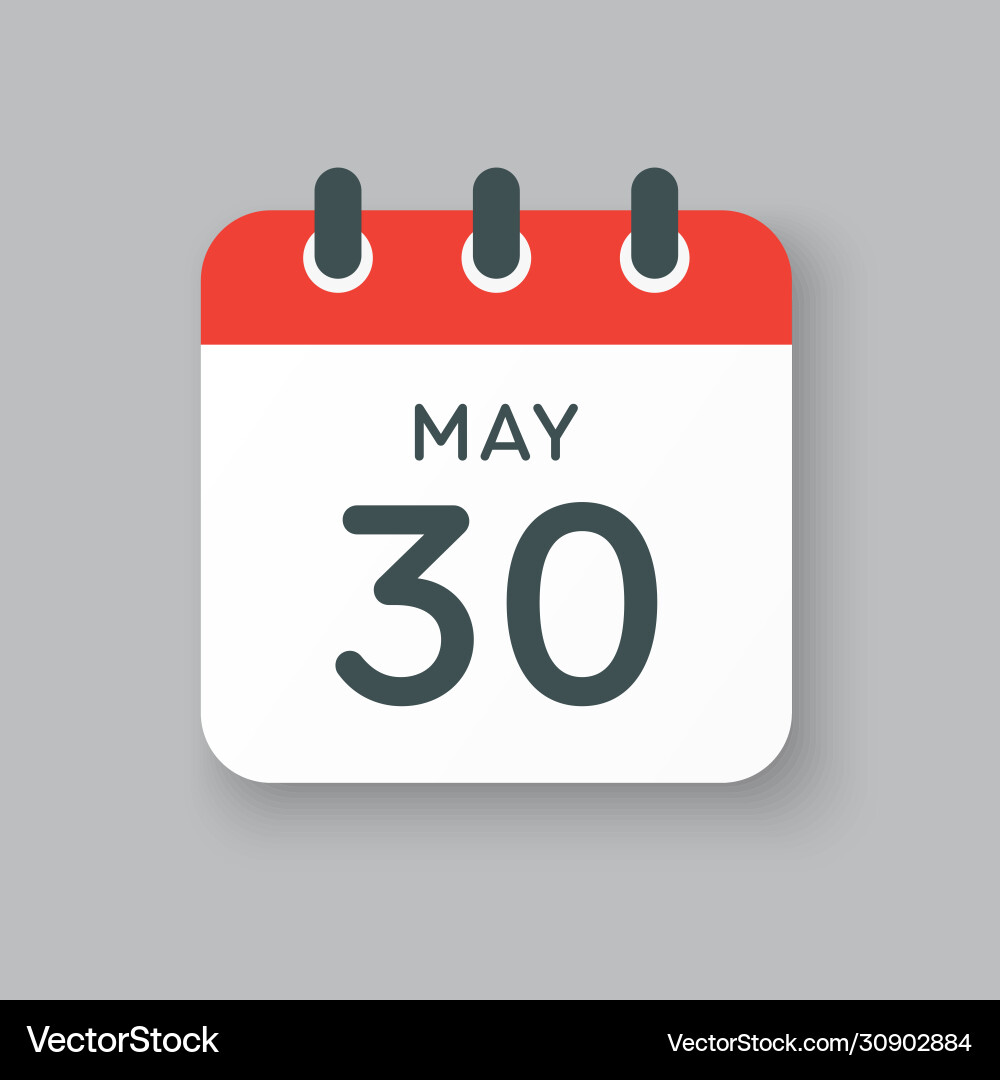 Calendar icon day 30 may days year Royalty Free Vector Image