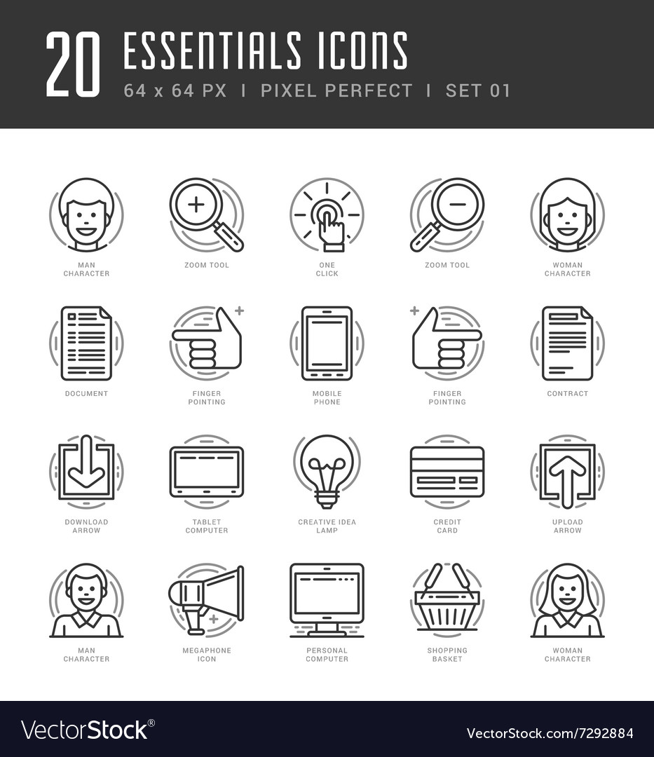 Flat line icons set trendy modern thin linear Vector Image