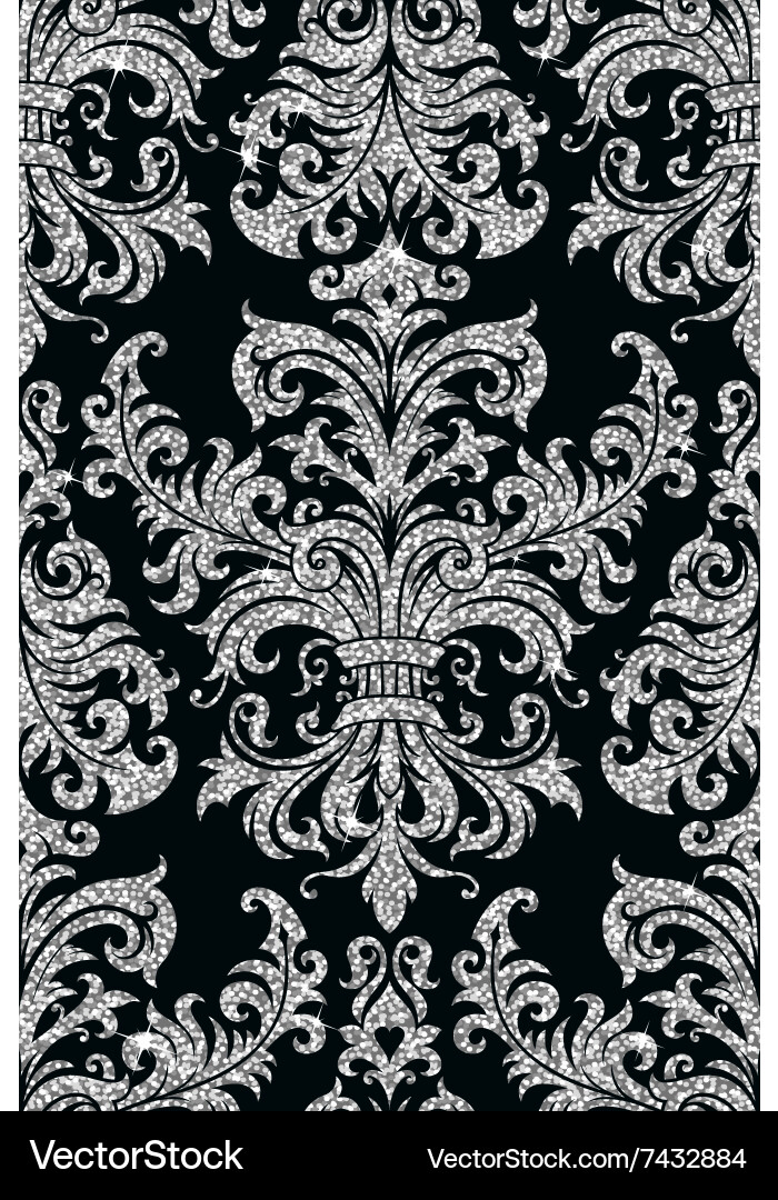 Floral silver wallpaper Royalty Free Vector Image